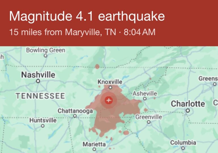 4.1 magnitude earthquake hits 30 miles southwest of Knoxville - Talk-N ...